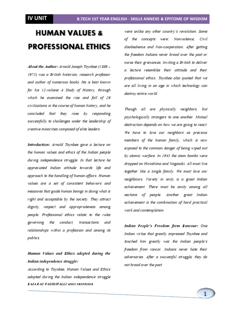 Human Values & Professional Ethics and The Last Leaf PDF | PDF ...