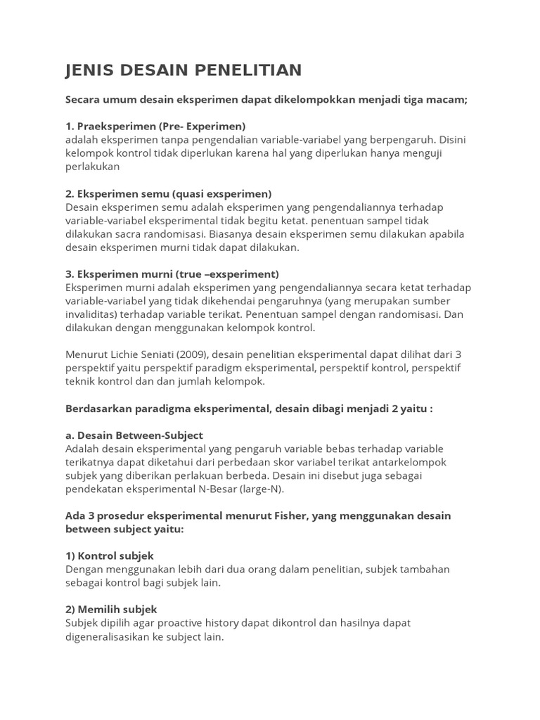 Jenis Desain Penelitian | PDF