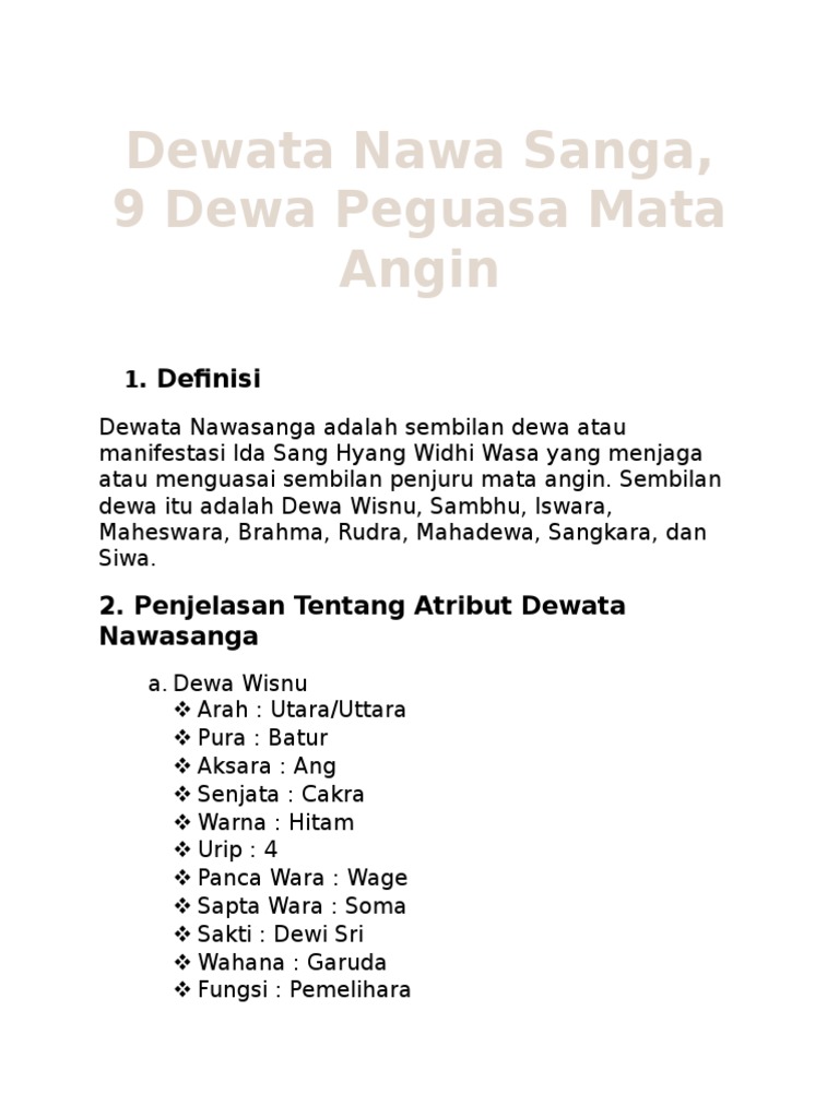 Atribut dan Arah Dewata Nawa Sanga | PDF | Agama & Spiritualitas