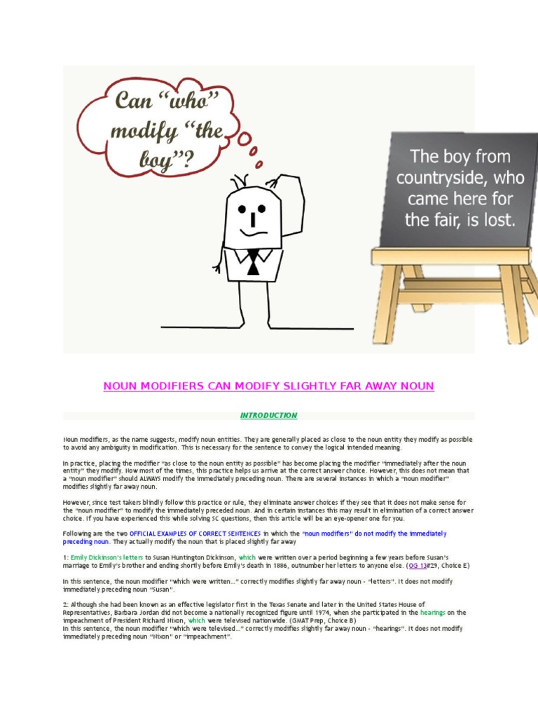 Noun Modifiers | PDF | Preposition And Postposition | Phrase