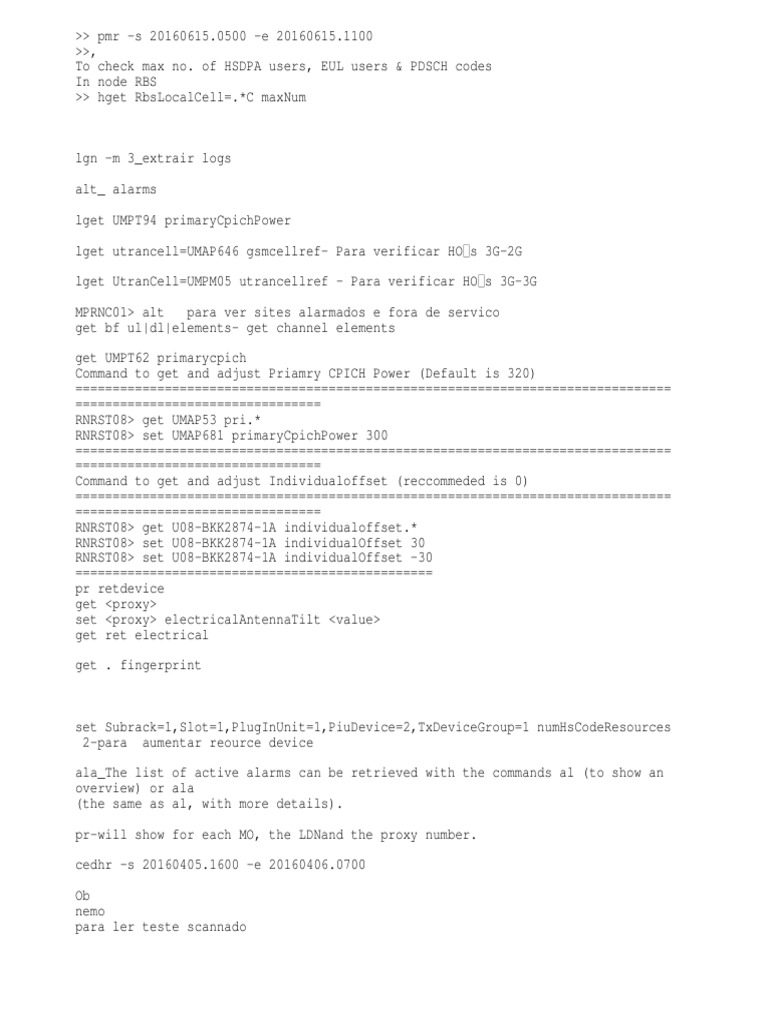 OSS Commands | PDF | Telecommunications Standards | Mobile Technology