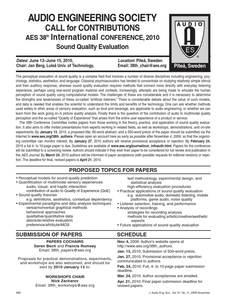 38th - Sound Quality Evaluation | PDF | Perception | Evaluation