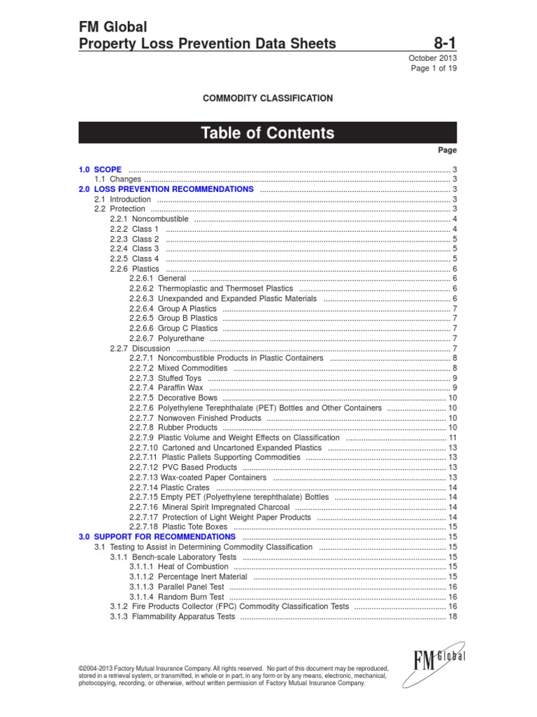 DS 8-1 Commodity Classification (Data Sheet) - FM Global | PDF ...