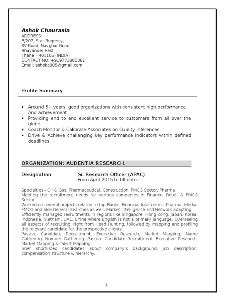 Ashok Resume. | PDF | Recruitment | Marketing
