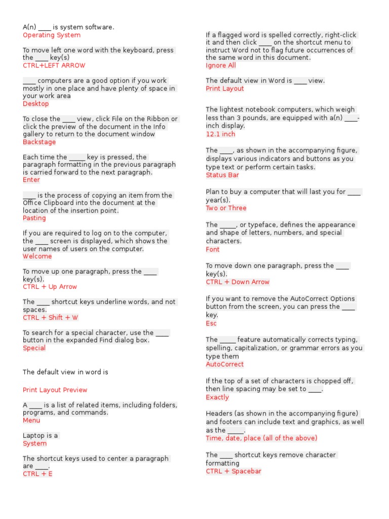 Computer Reviewer | PDF | Microsoft Word | Control Key