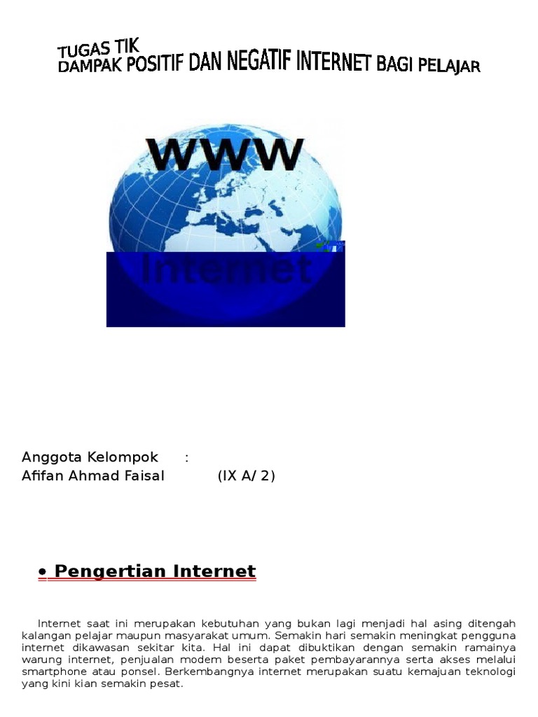 Dampak Positif Dan Negatif Internet | PDF Dampak Positif Dan Negatif Internet | PDF