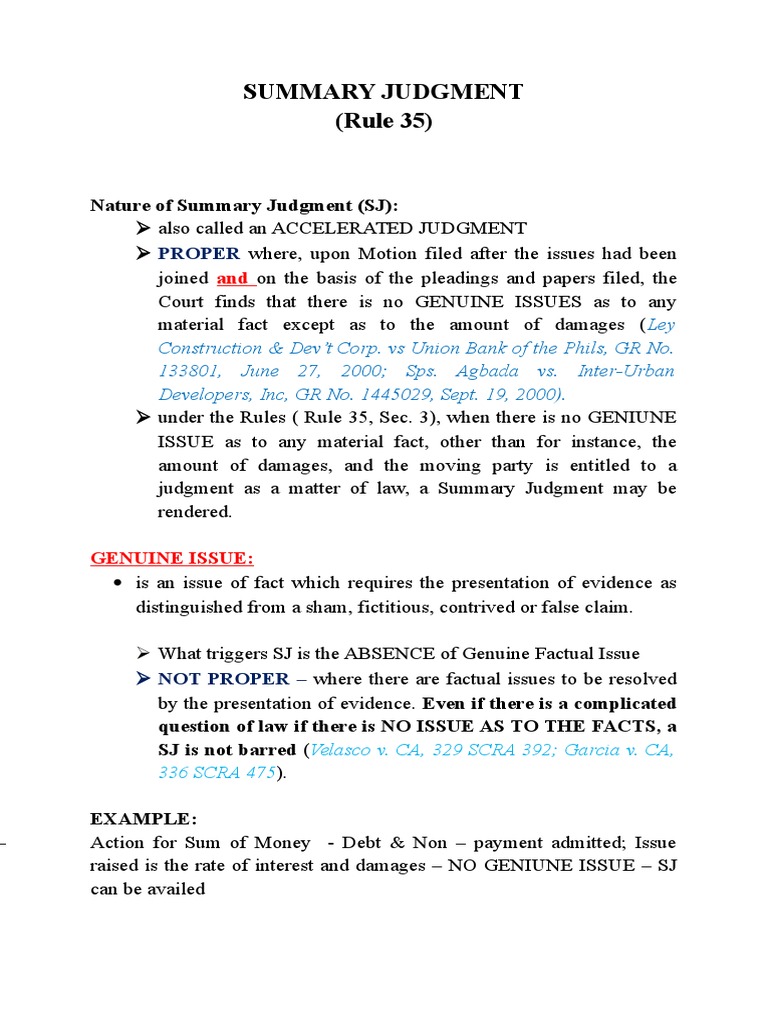 Rule 35 (Summary Judgment) | PDF | Summary Judgment | Pleading