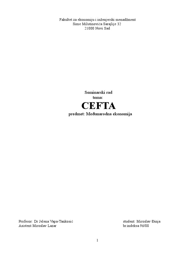 Seminarski CEFTA | PDF