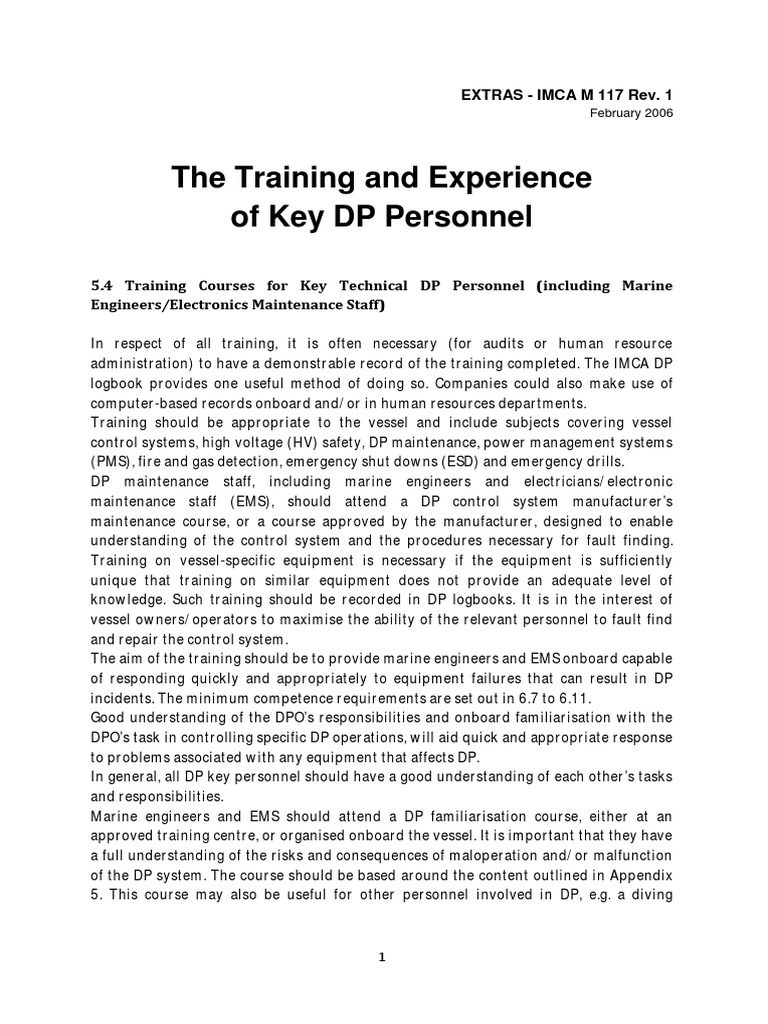 IMCA M117: DP Personnel Training Guide | PDF | Electrician | Electrical ...