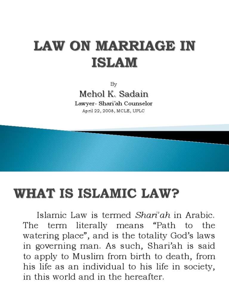 Law On Marriage In Islam Pdf Sharia Marriage