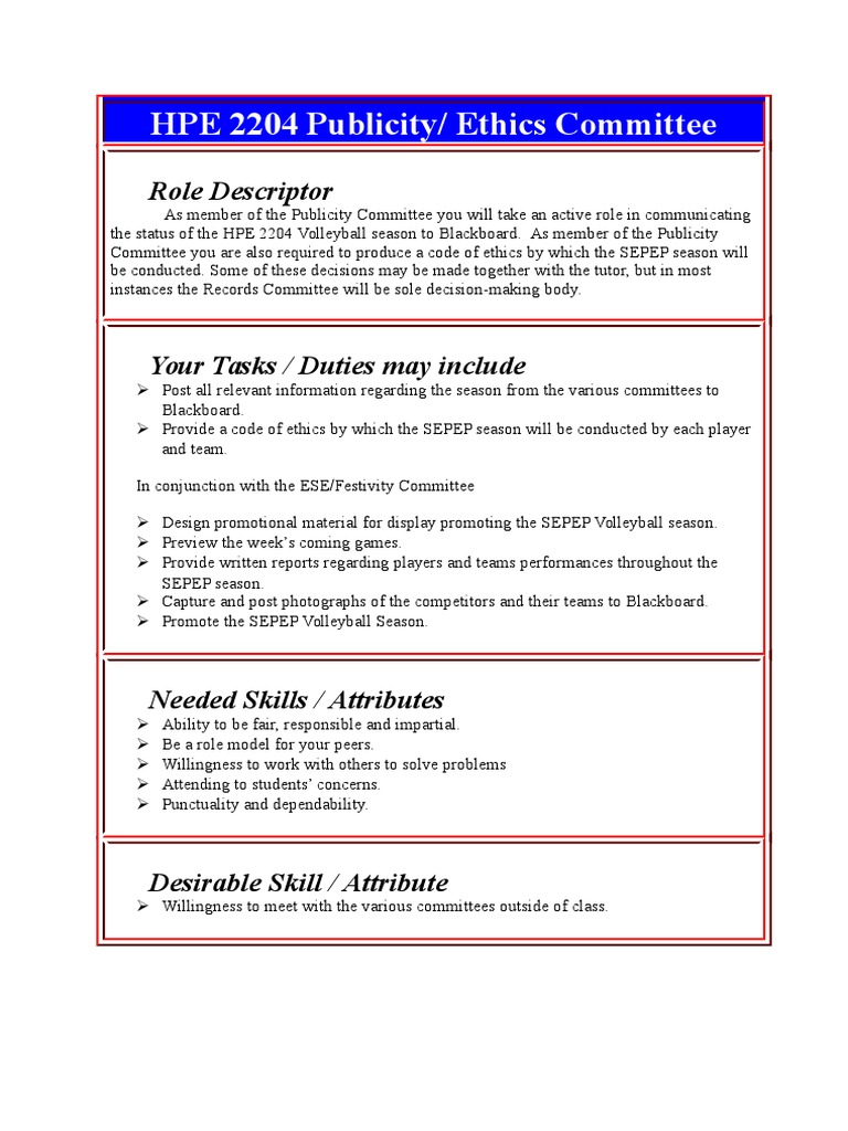 HPE 2204 Volleyball Publicity & Ethics | PDF