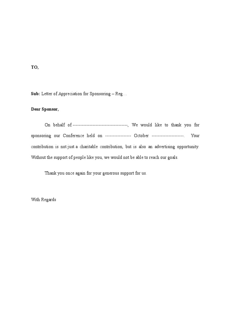 Thank You Sponsorship Letter Template How To Write A Thank You Letter