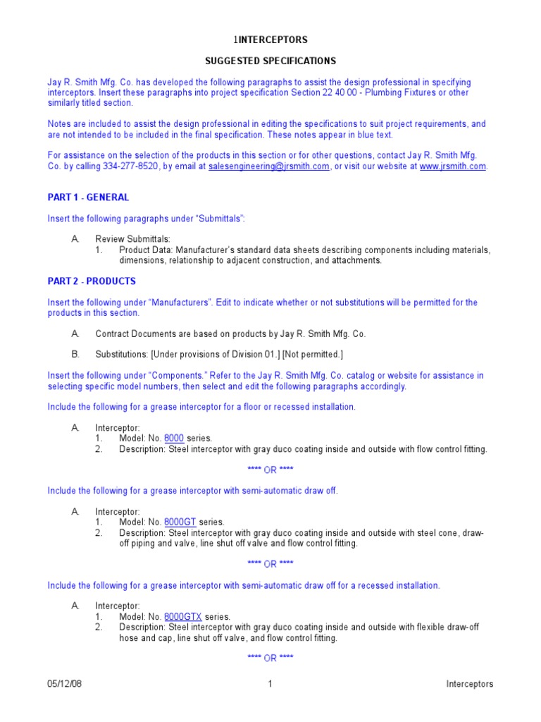 Interceptors | PDF | Specification (Technical Standard) | Valve