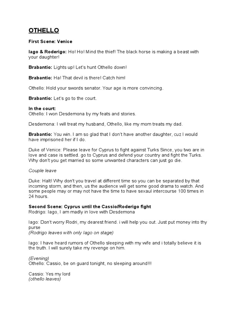 Othello Script | Iago | Othello