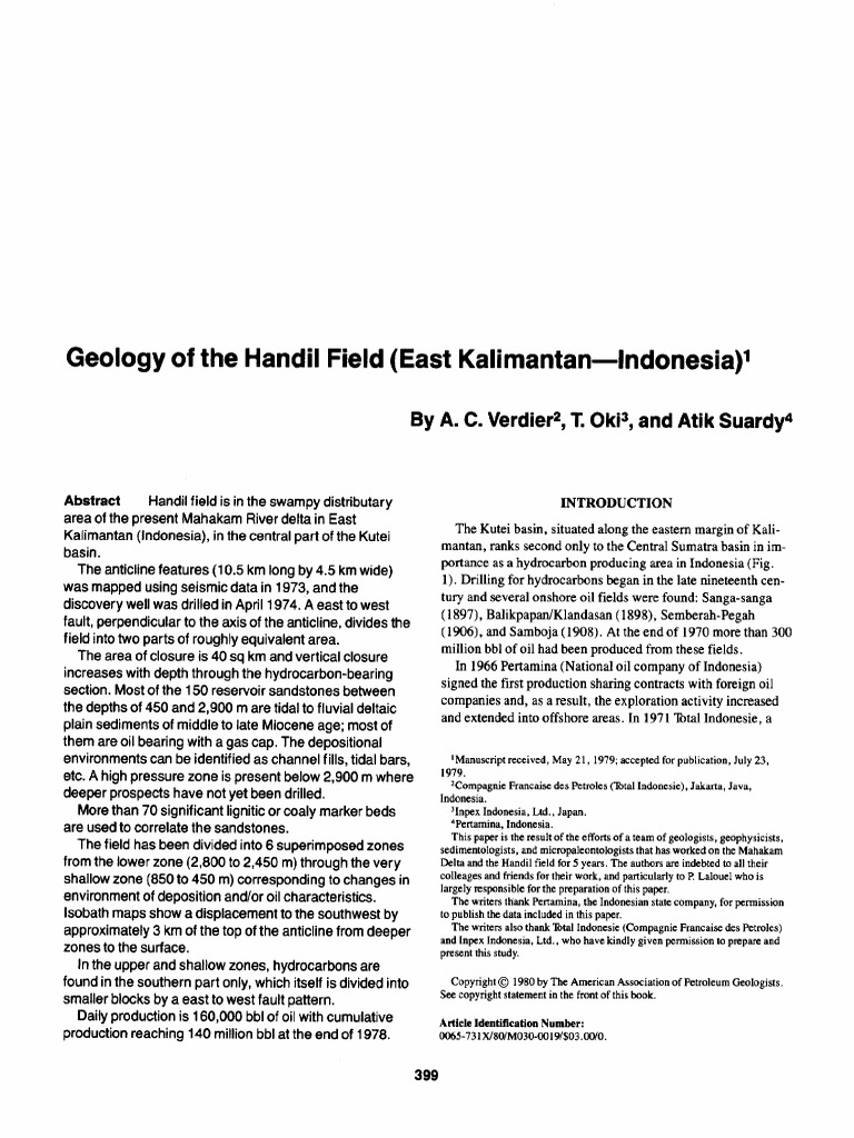 Geology of Handil Field | PDF