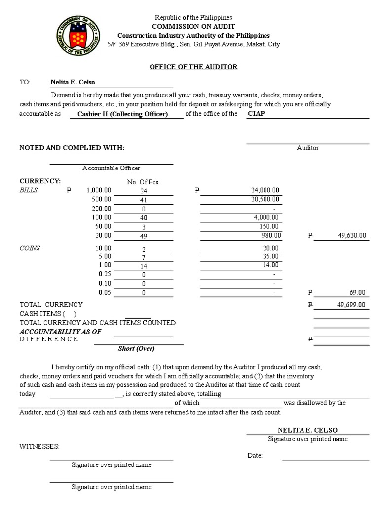 CIAP Cashier Audit Report | PDF