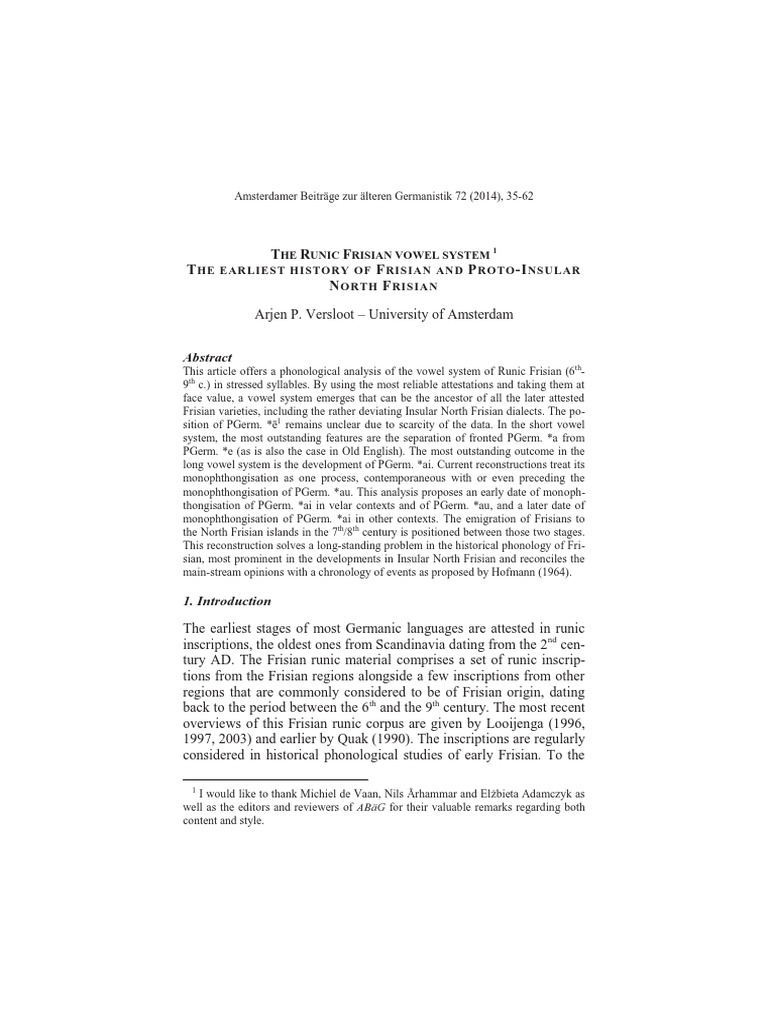 Frisian Runes | Runes | Vowel