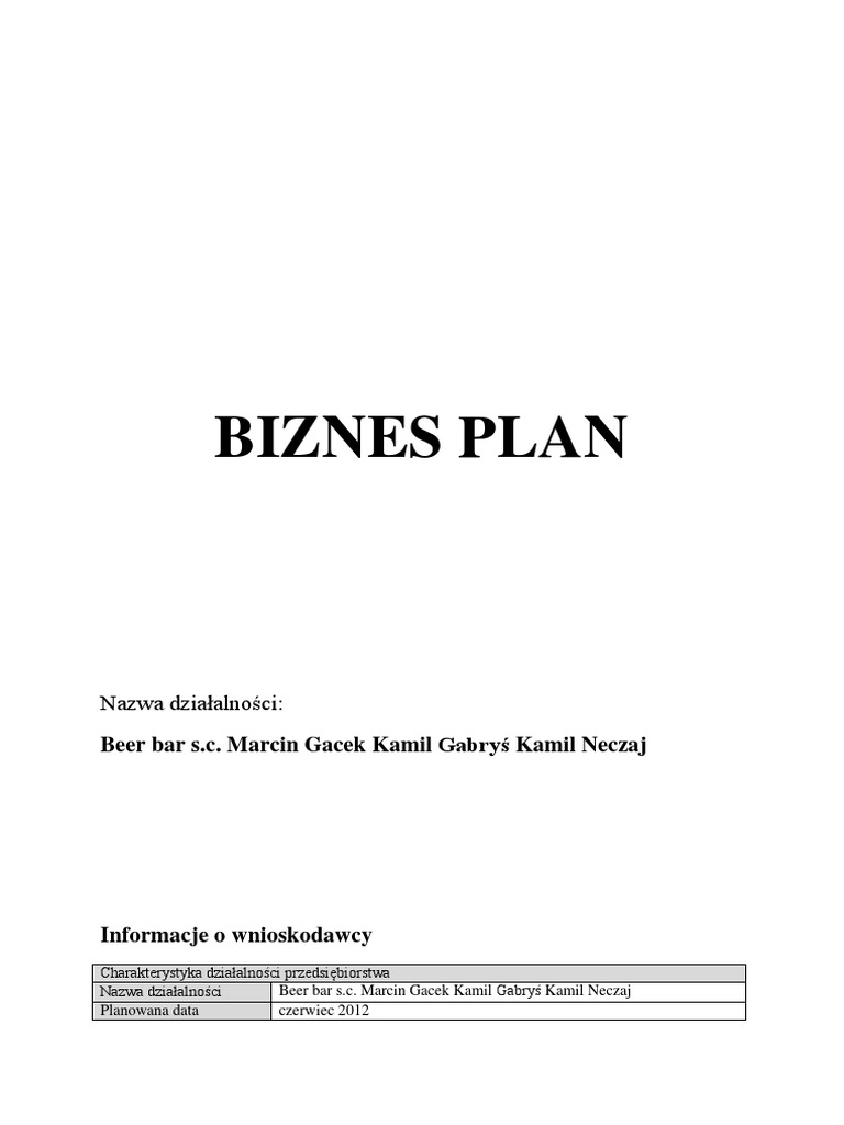 Biznes Plan | PDF