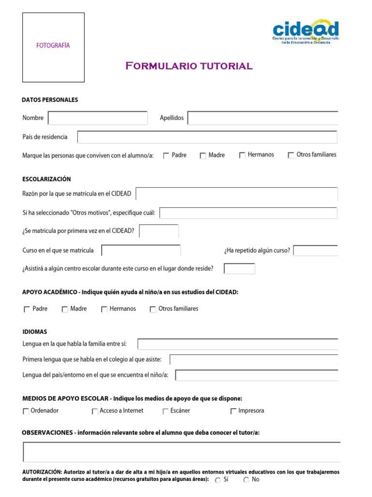 Formulario Tutorial Primaria | PDF