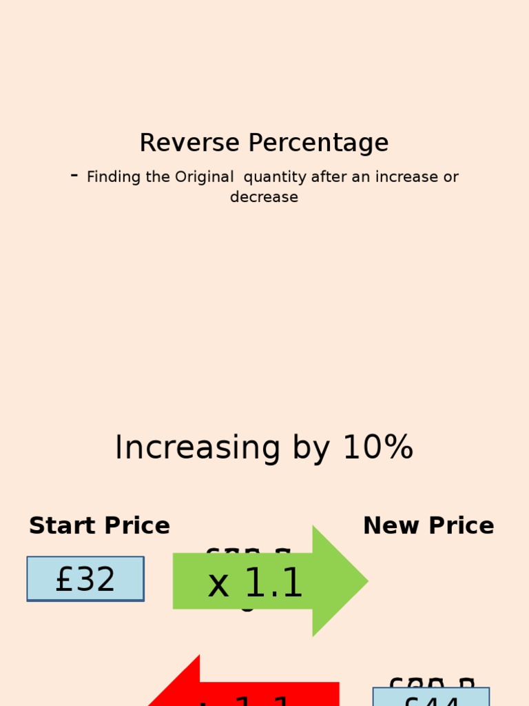 Reverse Percentage - : Finding The Original Quantity After An Increase ...