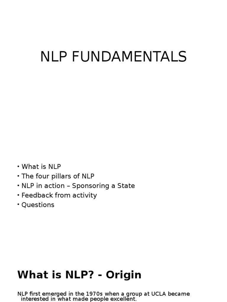 Nlp Fundamentals Pdf Neuro Linguistic Programming Psychological