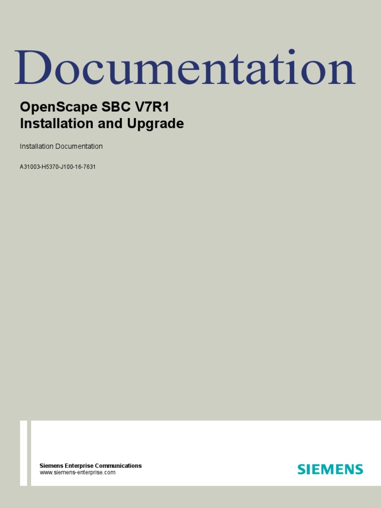 OpenScape SBC V7, Installation Guide, Issue 16 | PDF | Session Initiation Protocol | Computer ...