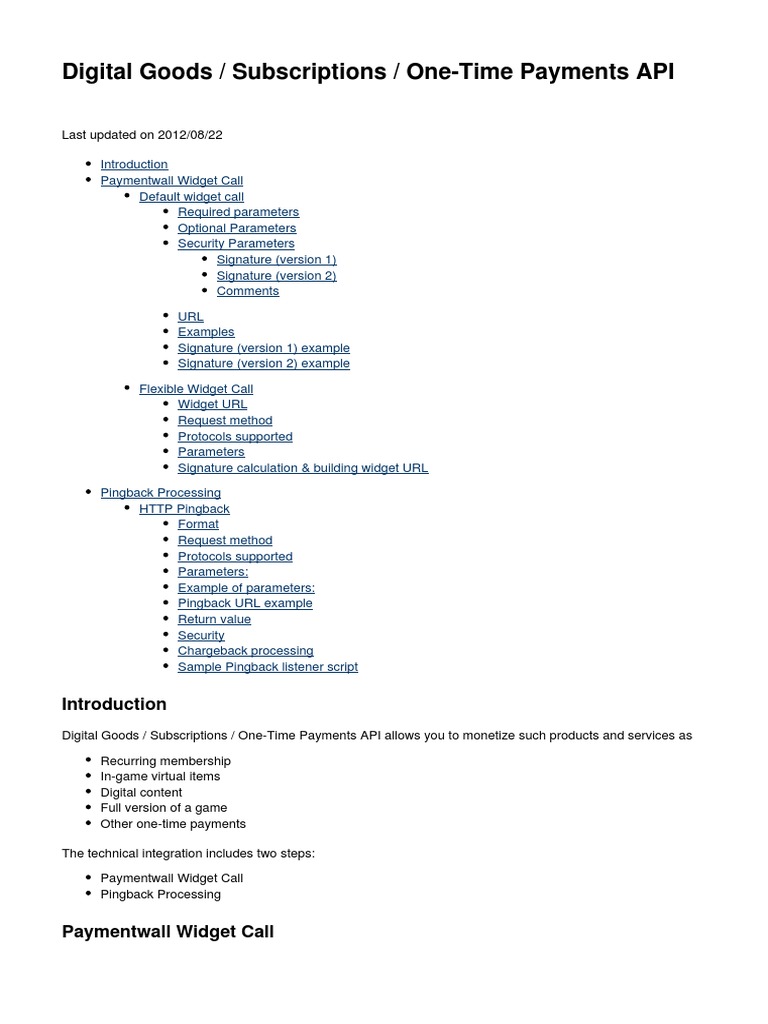 Paymentwall Subscriptions Api Download Free Pdf Hypertext Transfer Protocol Parameter 