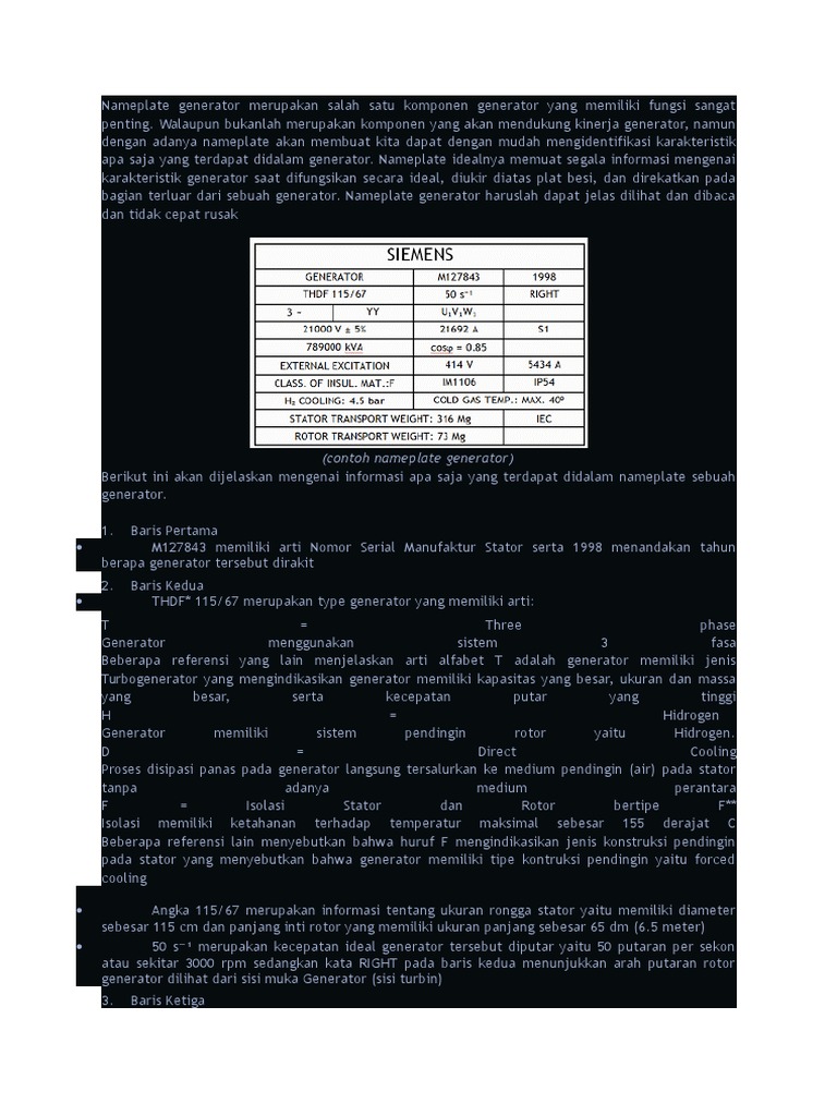 Nameplate Generator Penjelasan | PDF