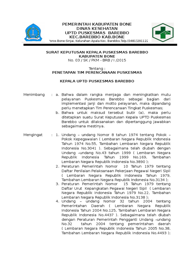 03-SK Tim Perencanaan | PDF | Griya & Taman | Kesehatan Holistik