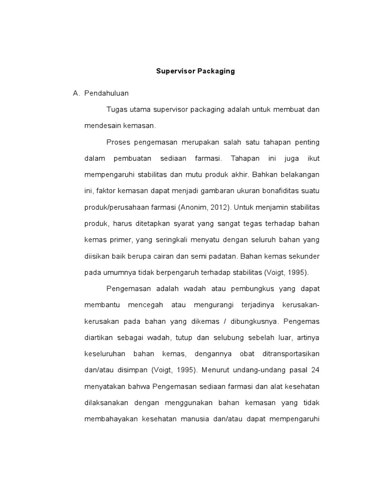 Supervisor Packaging FARINDUS | PDF | Pengembangan Diri | Kesehatan Holistik