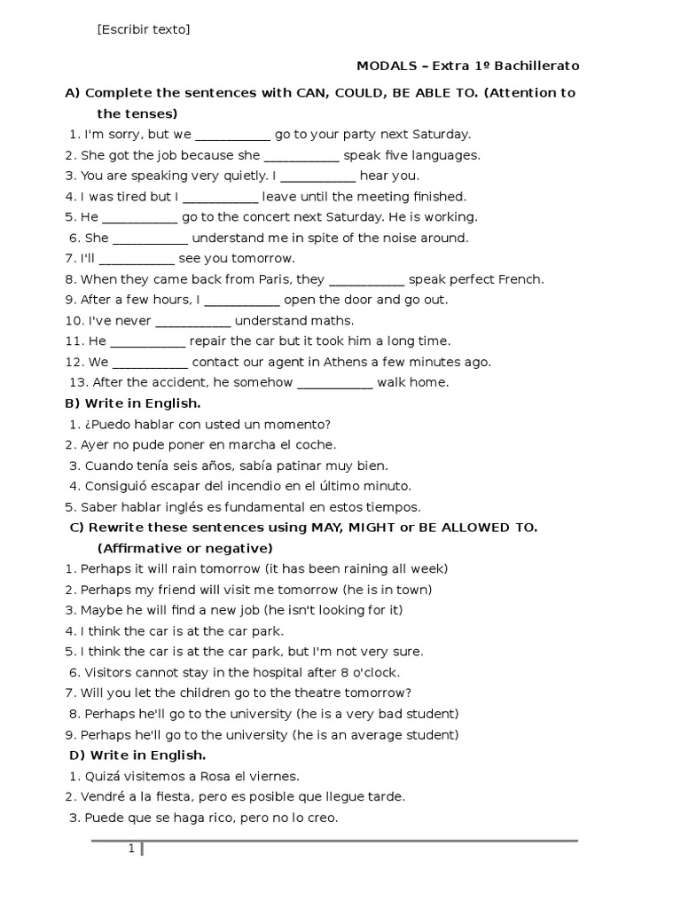 Modales 1 Bach | PDF | Syntax | Grammar