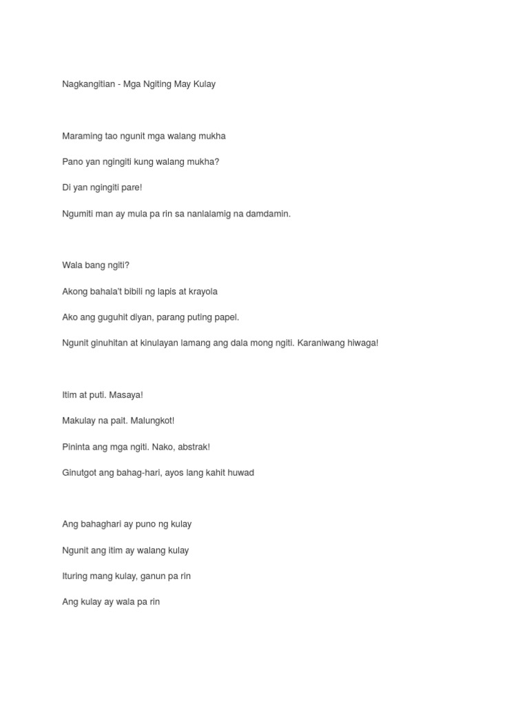 4 - Nagkangitian - Mga Ngiting May Kulay | PDF