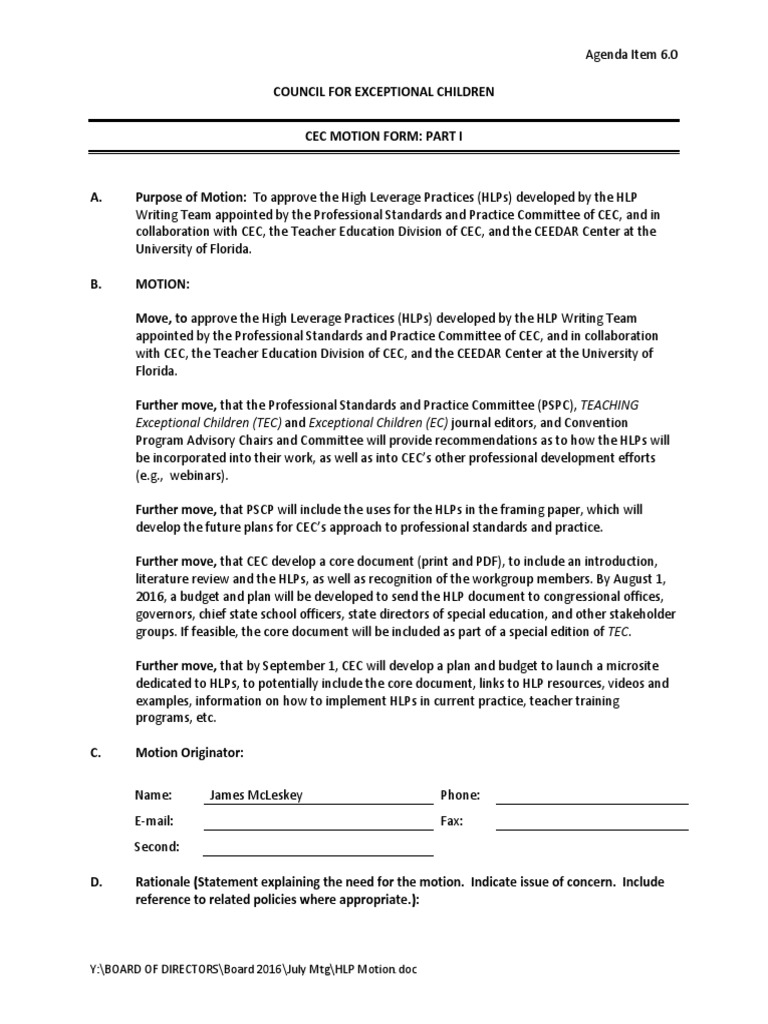 6 0 High Leverage Practices Motion | PDF | Teacher Education | Board Of ...