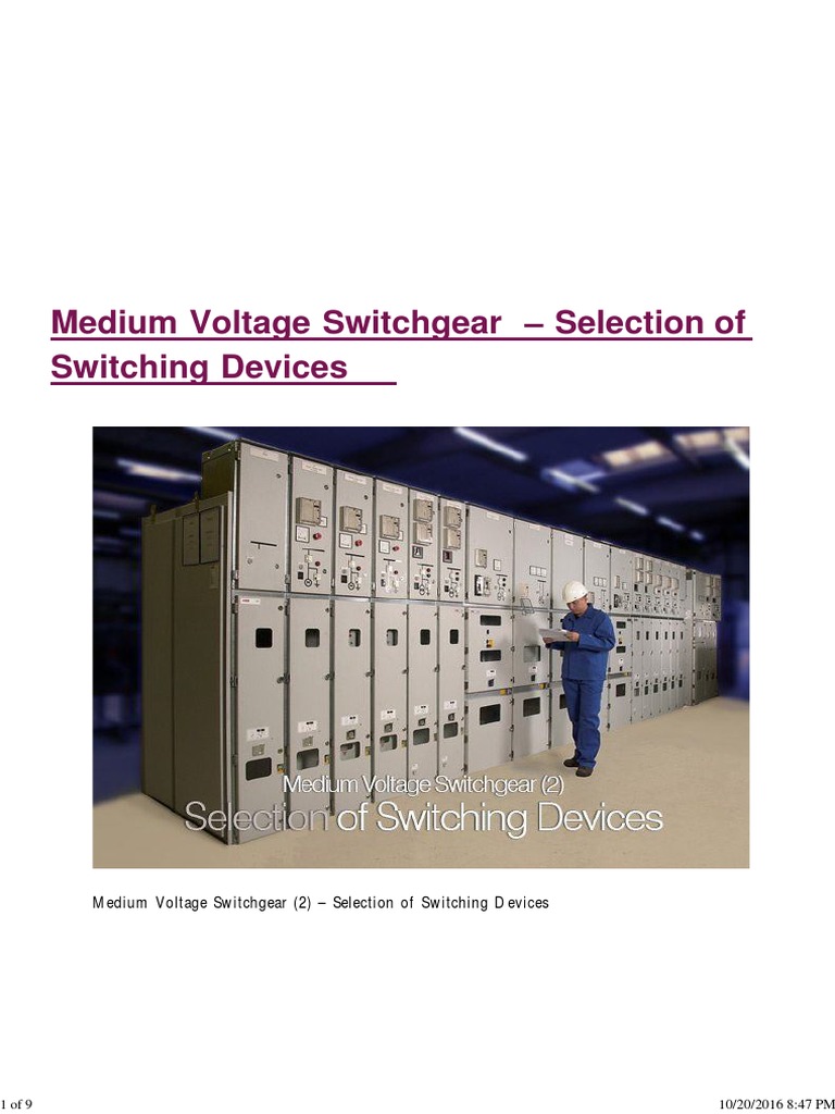 Medium Voltage Switchgear Selection Of Switching Devices Pdf Switch