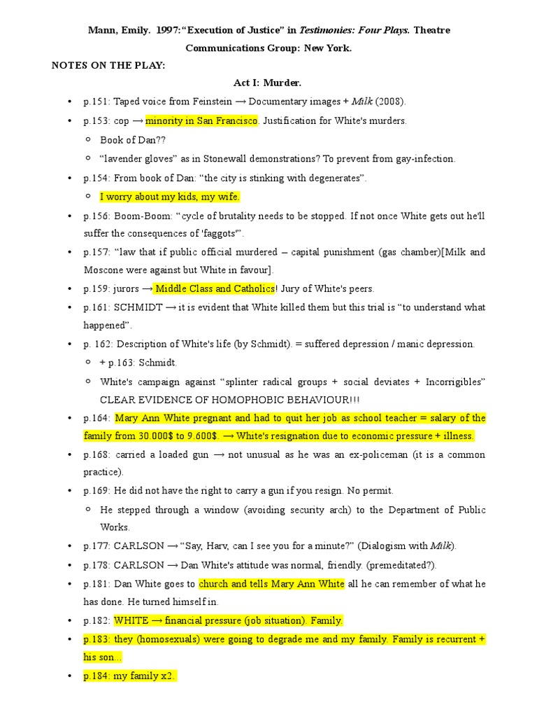 Mann, Emily. 1997:"execution of Justice" in Testimonies: Four Plays ...