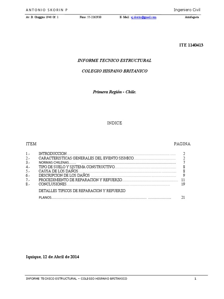 Informe Tecnico Estructural | PDF | Epoxy | Temblores