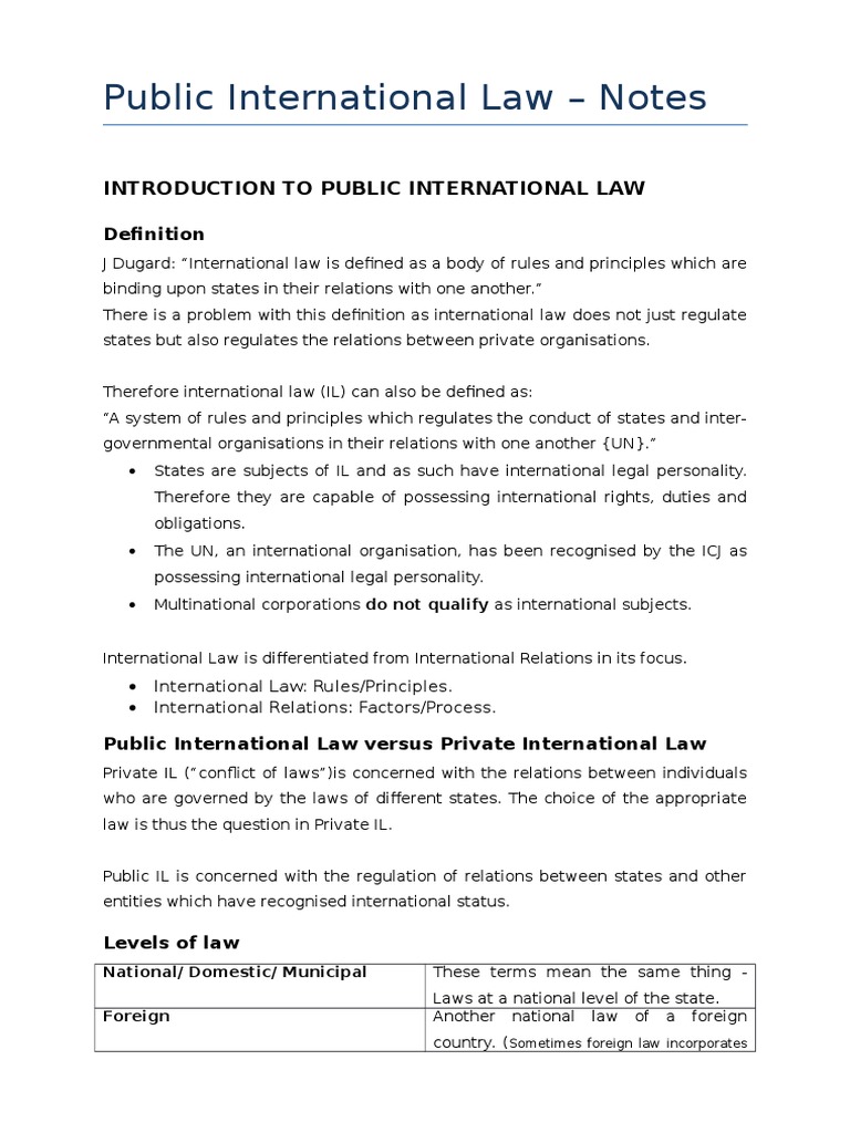 Public International Law Notes (1273479) | PDF | Treaty | Public ...
