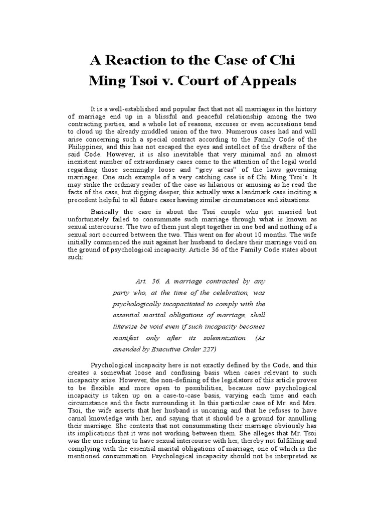 A Reaction To The Case of Chi Ming Tsoi v. Court of Appeals | PDF ...