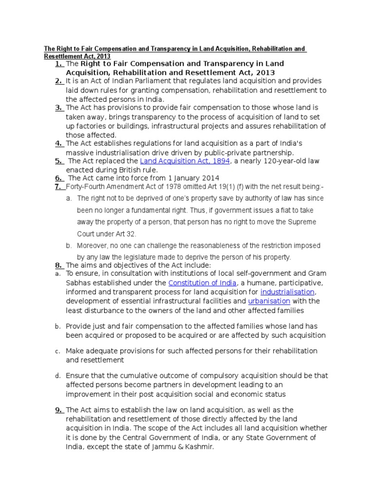 The Right To Fair Compensation and Transparency in Land Aquisition ...