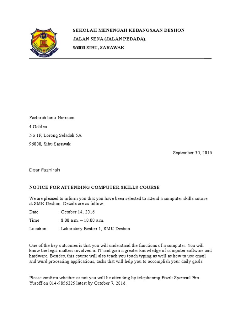 Contoh Surat Rasmi | PDF