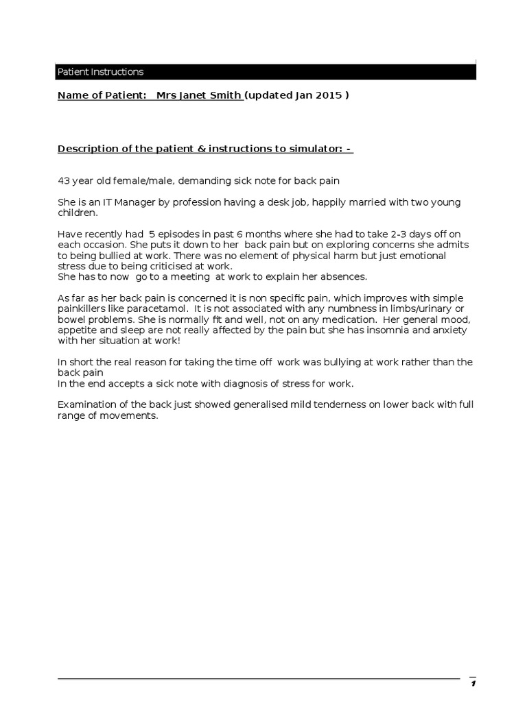 Low Back Pain and Sick Note | Nonverbal Communication | Risk