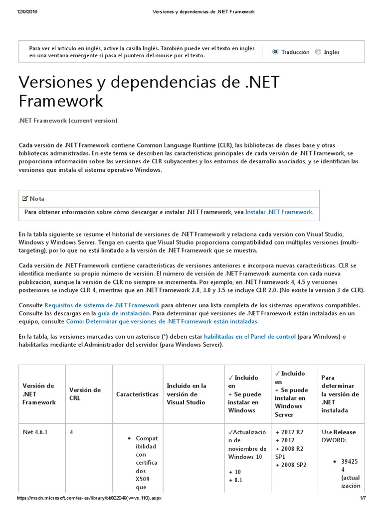 Versiones y Dependencias de CLR | PDF | .NET Framework | Windows 8