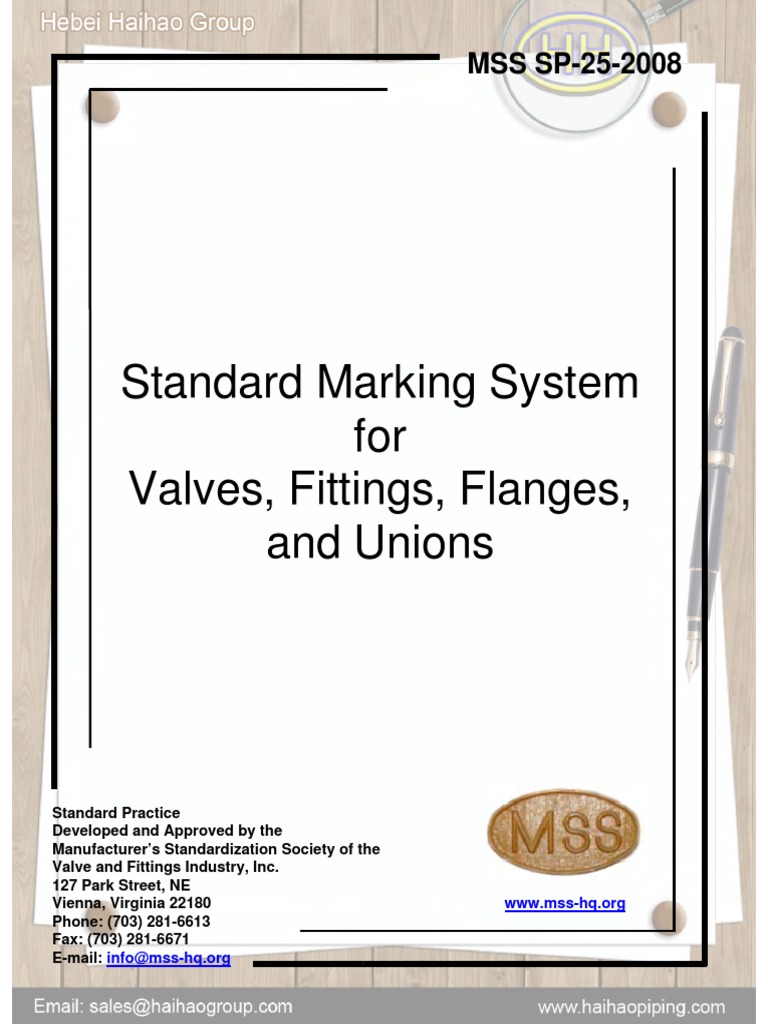 MSS SP 25 Standard Marking System For Valves Fittings Flanges and ...