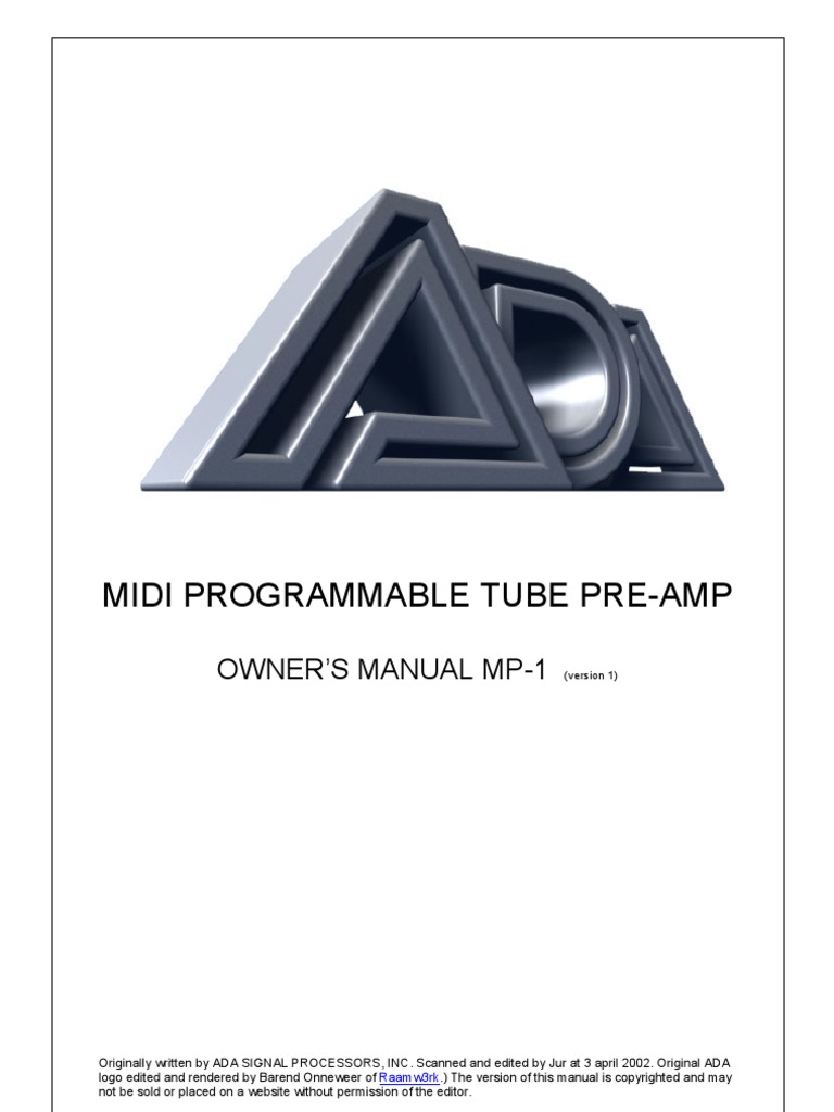 ADA MP1 Manual Version 1 | PDF | Amplifier | Headphones