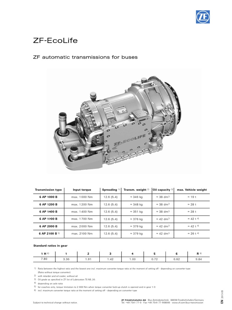 ZF EcoLife Transmission Overview | PDF | Computers