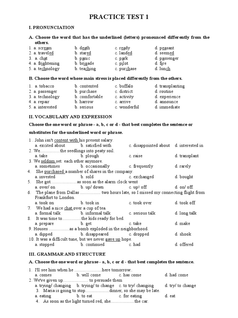 Practice Test 1 | PDF