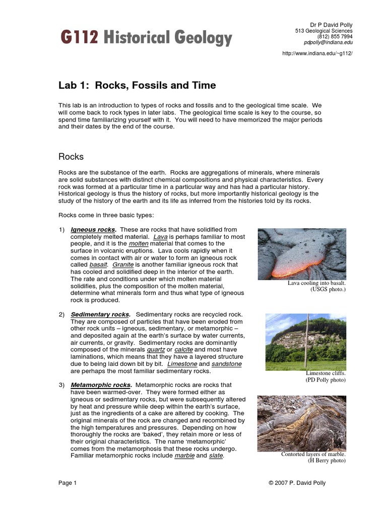 Lab 1 Handout | PDF | Rock (Geology) | Geologic Time Scale