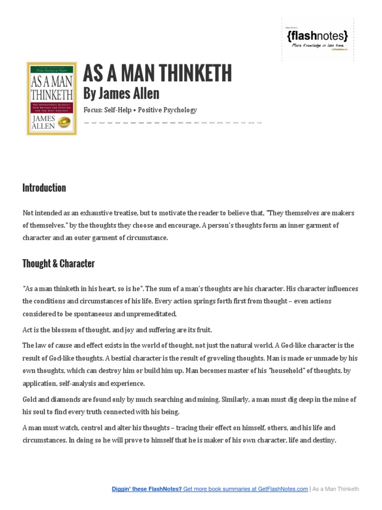 As A Man Thinketh Summary | PDF | Thought | Soul