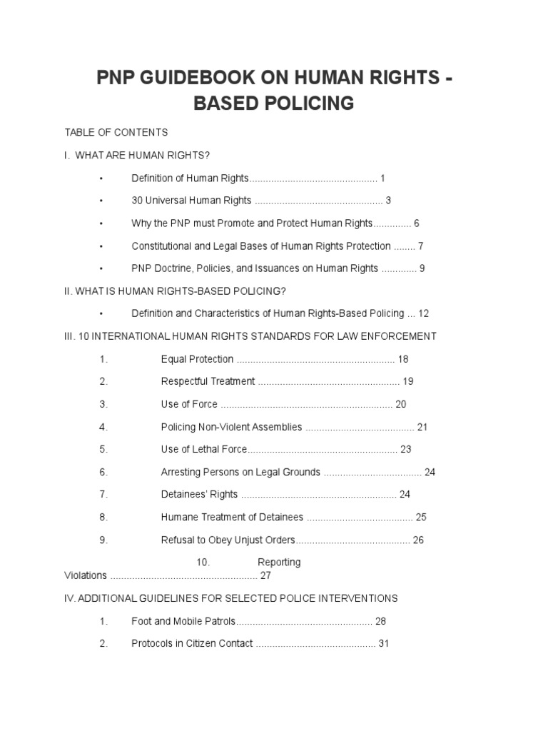 PNP Guide to Human Rights-Based Policing | PDF | Human Rights | Police