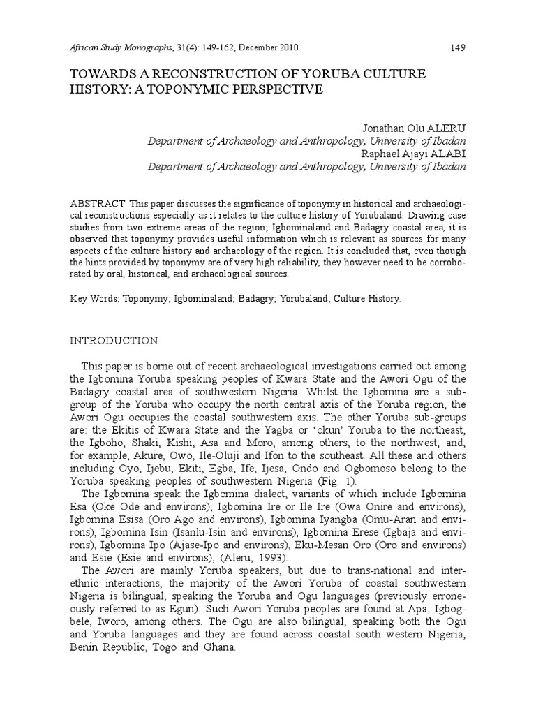 Yoruba History | PDF | Archaeology | Anthropology